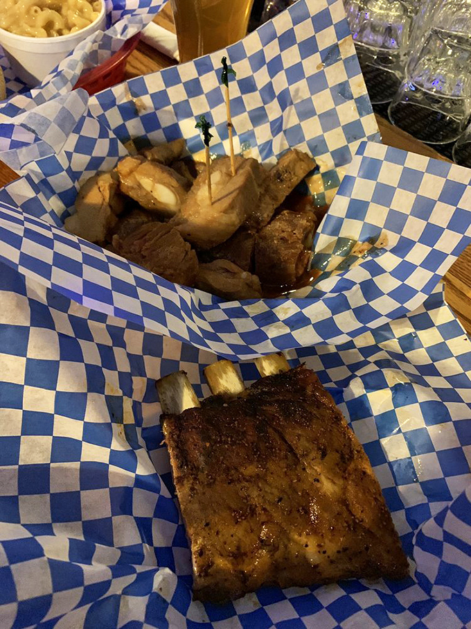 These ribs and burnt ends aren't just served&mdash;they're presented like the barbecue royalty they are, nestled in checkered paper thrones.