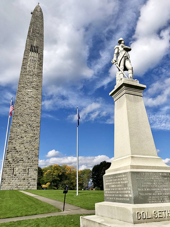 The Bennington Battle Monument stands tall like Vermont's own Washington Monument, minus the tourists and with better mountain views.