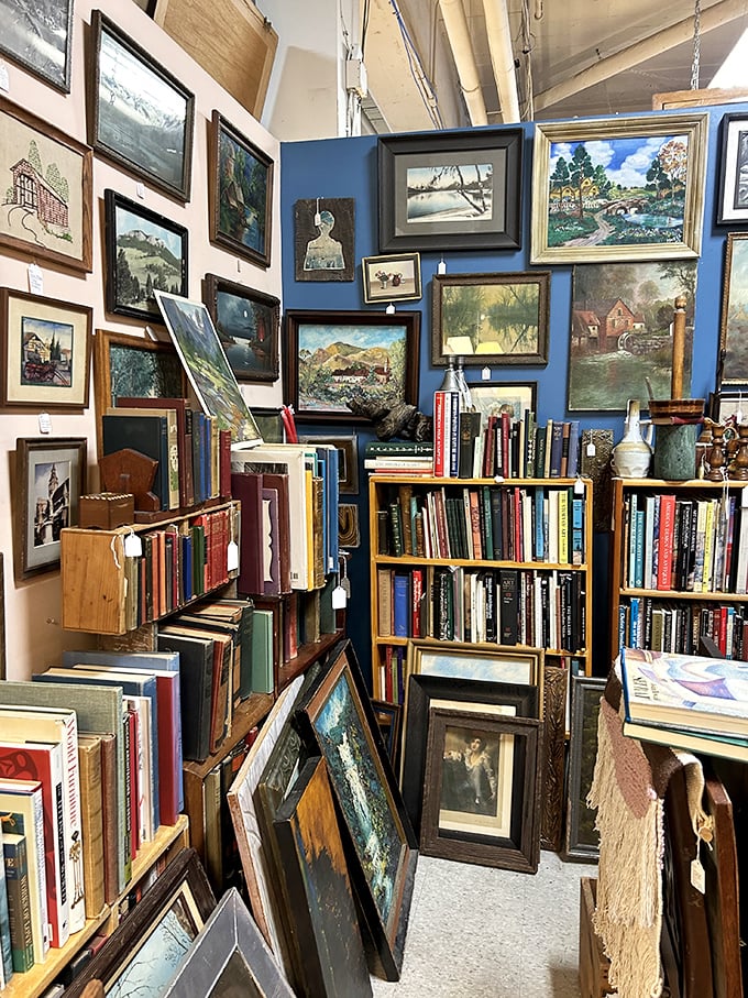 This literary corner isn't just selling books&mdash;it's offering time travel by the page, with framed landscapes to set the mood.