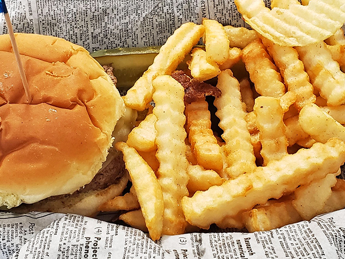 This burger and crinkle-cut fries combo isn't trying to be Instagram-famous; it's aiming for something better&mdash;being genuinely delicious.