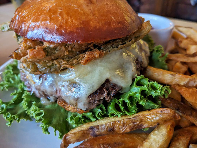 This isn't just a burger &ndash; it's Montana on a bun. Hand-formed patty, melted cheese, and crisp lettuce on a toasted bun that puts fast food to shame.