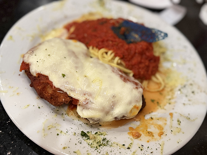 Chicken Parmesan that doesn't hide under a mountain of cheese&mdash;it stands proud, knowing it's achieved greatness.