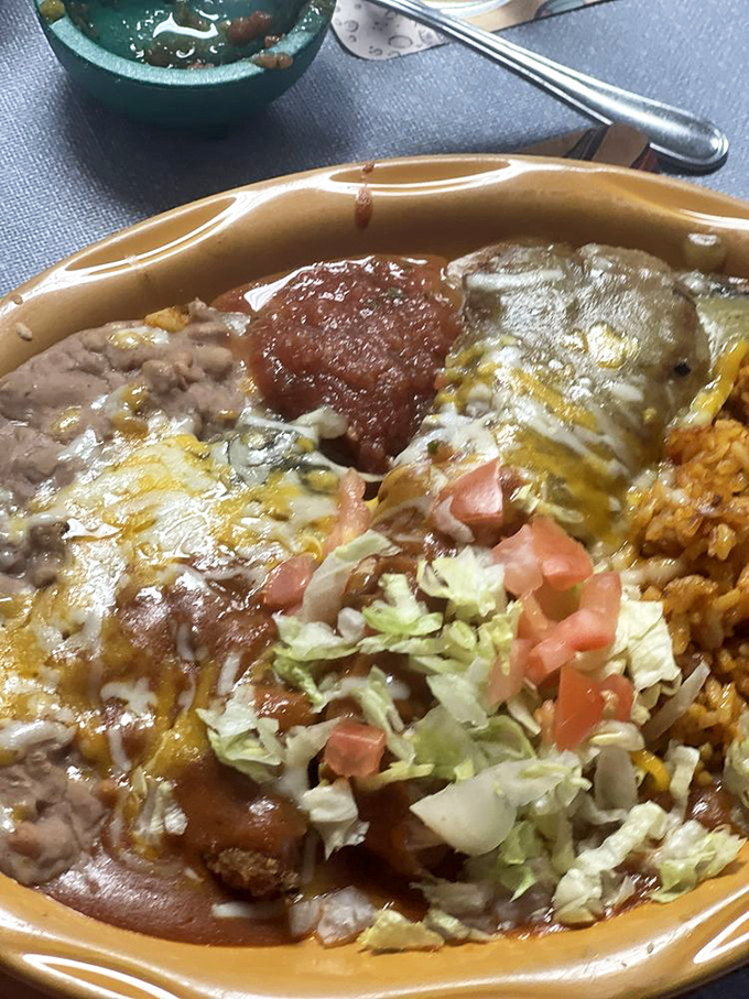 When a plate arrives looking like an edible New Mexican flag, you know you're in for something special. Christmas-style is the only way.