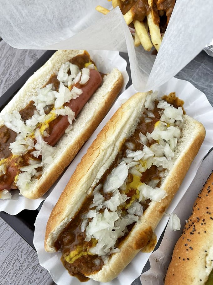 Two perfect coneys, side by side like old friends, waiting to transport you to a simpler time when food didn't need to be complicated.