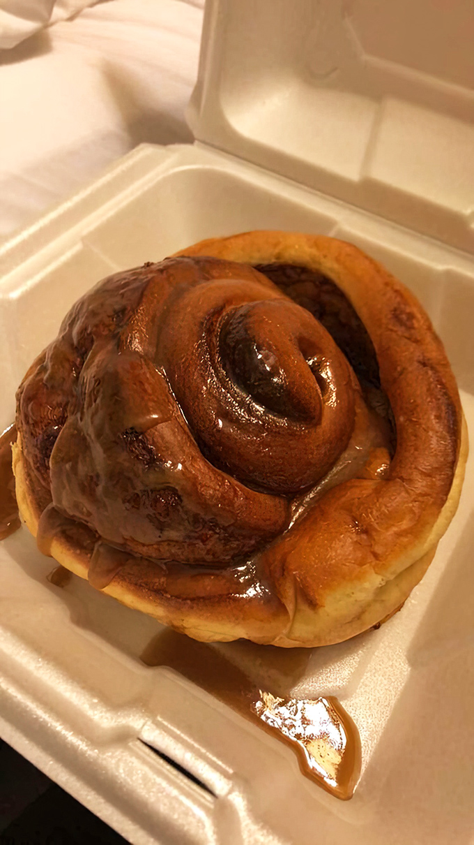 This cinnamon roll isn't just breakfast&mdash;it's an architectural achievement. Spiral-bound deliciousness that demands to be unraveled one sticky bite at a time.