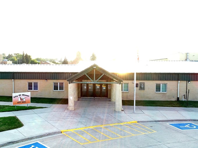 Winner City Hall doesn't need architectural flourishes to command respect; its straightforward design reflects the no-nonsense practicality of South Dakota governance.