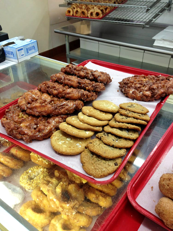 Cookies and fritters sharing a tray like old friends. The cookies are just there to make the fritters feel better about their calorie count.