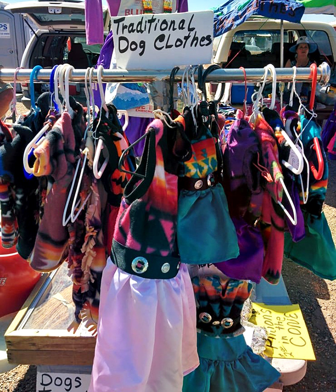 Traditional dog clothes hang proudly on display—because your four-legged friend deserves cultural fashion too.
