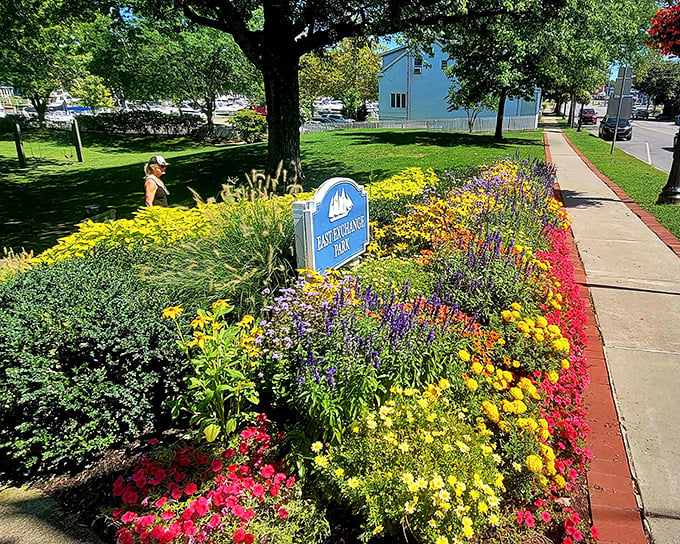 East Exchange Park bursts with color like someone spilled a flower catalog across the landscape. The perfect spot to sit and contemplate why you don't live here yet.