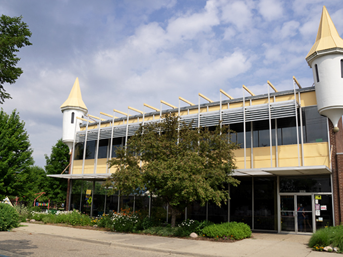 The whimsical castle-like towers of the Flint Children's Museum promise adventures that spark young imaginations and joyful discovery.