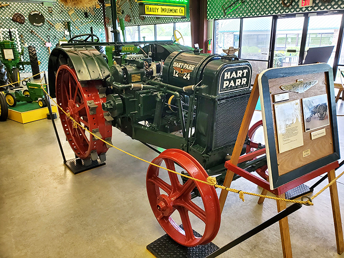This vintage tractor isn't just farm equipment—it's a mechanical time capsule showcasing the agricultural ingenuity that helped build the region.