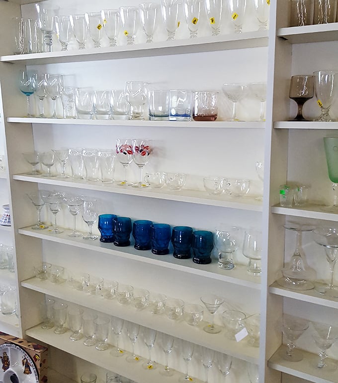 Crystal stemware stands at attention, ready to elevate your next dinner party without elevating your credit card bill.