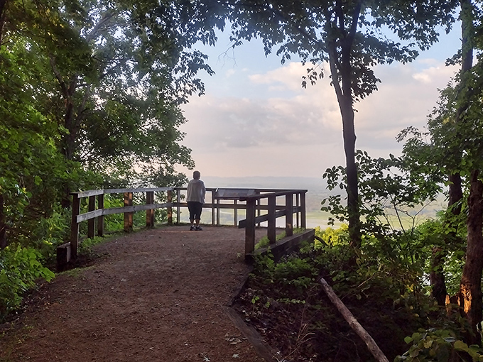 This lookout at Great River Bluffs State Park delivers the kind of soul-stirring vista that makes smartphone cameras seem woefully inadequate.