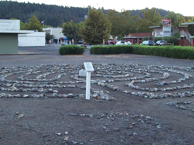 The stone labyrinth invites mindful wandering &ndash; like a meditation maze for wine-country visitors who've had one too many cabernet samples.