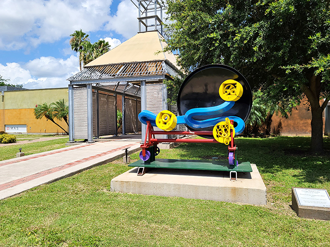Art meets science at IMAS, where this whimsical outdoor sculpture makes physics fun without requiring you to remember a single formula from high school.