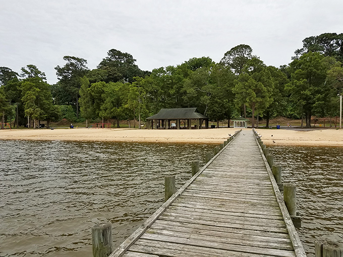 North Beach Park's wooden pier stretches into Mobile Bay like an invitation. The water may not be Caribbean blue, but the serenity is priceless.