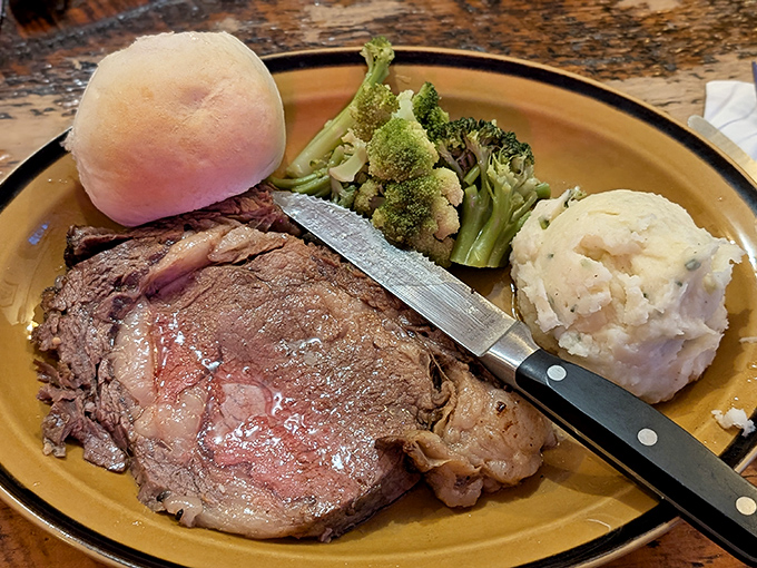 When dinner means business. This prime cut with sides isn't just a meal—it's proof Butterfields handles all mealtimes with equal devotion.