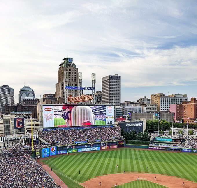 Progressive Field nestles perfectly into downtown, where baseball and architecture create a uniquely Cleveland tableau that feels like home.