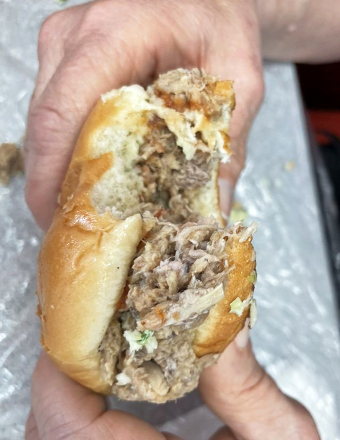 The pulled pork barbecue sandwich&mdash;tender, slightly tangy, and utterly satisfying in its unpretentious simplicity.