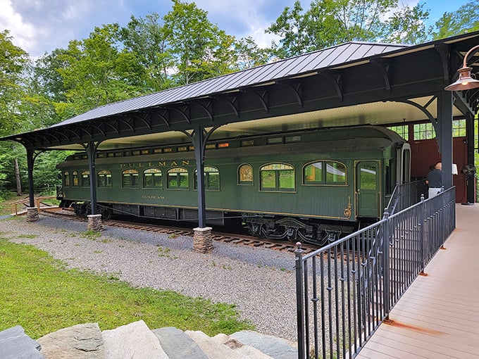 All aboard the nostalgia express! This vintage Pullman train car whispers stories of travel from a more elegant era.
