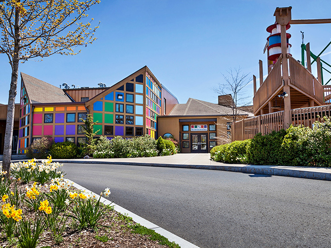 The Sciencenter's rainbow facade practically screams "learning is fun!" louder than your grandkids when they discover your candy drawer.