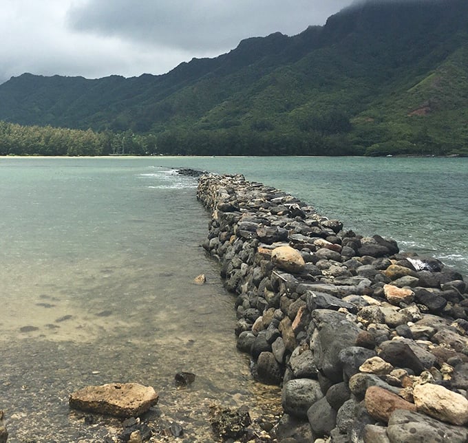 Ancient Hawaiian engineering meets the Pacific. This seawall has been holding philosophical conversations with the ocean for generations.