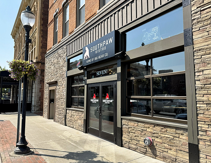 Southpaw Bistro's stone facade hints at the solid comfort food waiting inside&mdash;architectural appetizers for the main course beyond those doors.