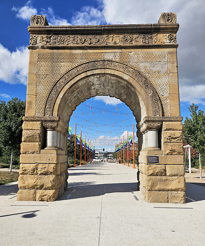 This ornate stone archway serves as Omaha's unofficial welcome mat. Walking through feels like entering a more elegant chapter of the city's story.