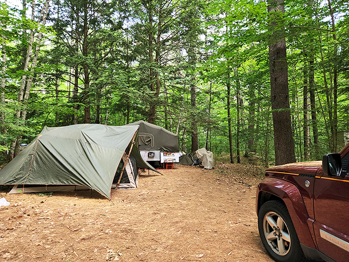 Camping in Wolfeboro's woods&mdash;where "roughing it" still includes cell service but feels delightfully disconnected.