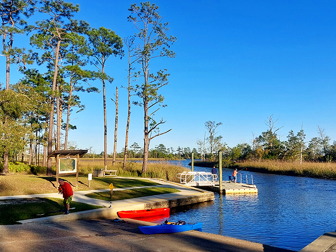Adventure launching pad! Colorful kayaks wait patiently for explorers to paddle into the tannic waters of Florida's wild waterways.
