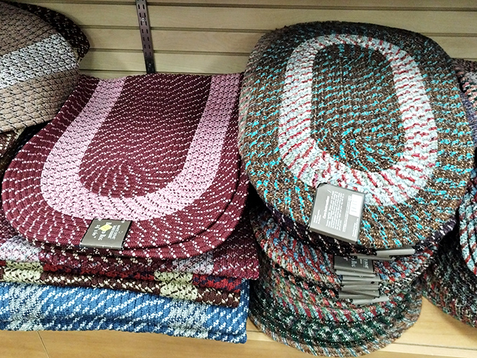 Braided rugs in patterns your grandmother would approve of, but at prices that would make her wonder why she spent decades making her own.