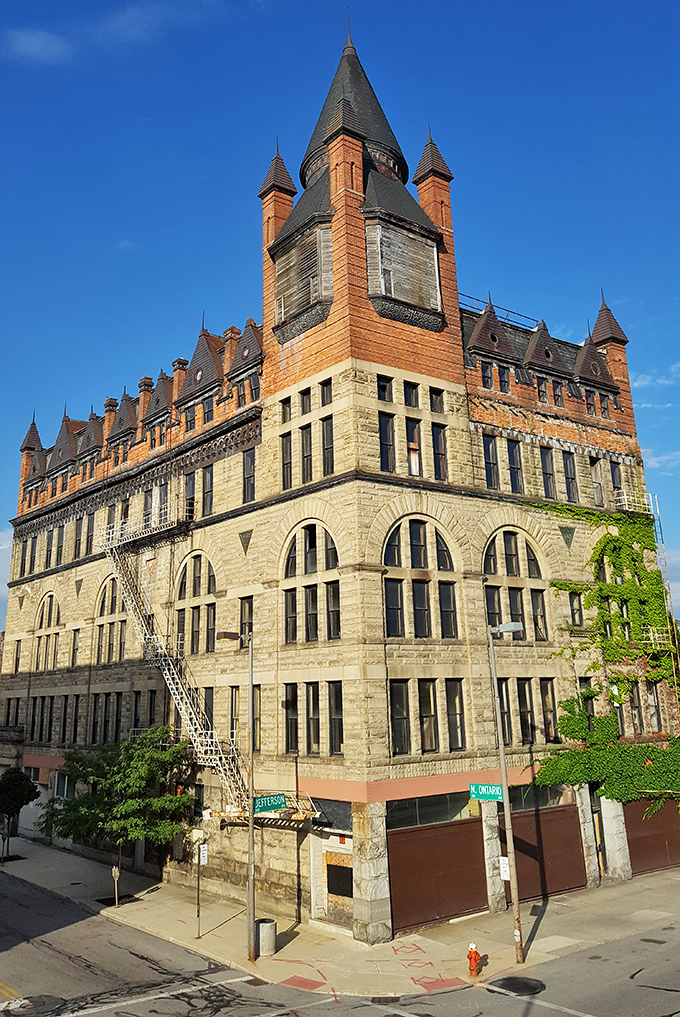 The fall foliage frames this architectural masterpiece like nature's own Instagram filter, no app required for this beauty.