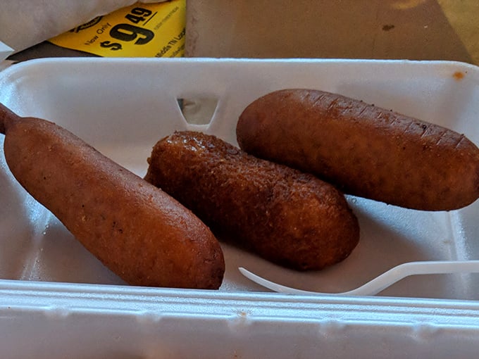 Corn dogs: the food that proves anything becomes magical when impaled on a stick and deep-fried. These golden beauties make state fairs jealous.