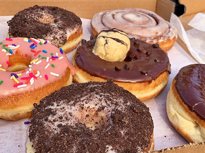 A box of Dottie's treasures&mdash;each donut a different adventure. Like choosing between favorite children, only much more delicious.