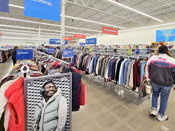 The jacket section stretches to the horizon. Winter, spring, fall, or identity crisis &ndash; there's a second-hand coat for every occasion.