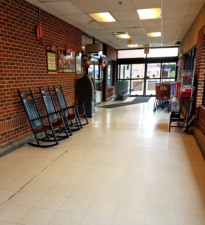 The market's entrance welcomes visitors with classic rocking chairs&mdash;a gentle reminder that some pleasures, like good food, shouldn't be rushed.