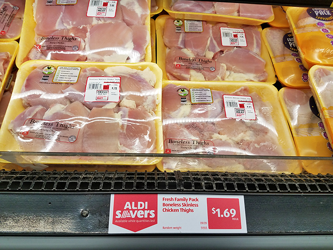 Protein paradise without the premium price tag. ALDI's meat section offers family packs that make weeknight dinner planning less of a financial puzzle.