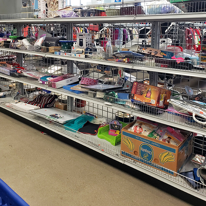 The miscellaneous section: where kitchen gadgets, craft supplies, and forgotten treasures await their second chance at usefulness.