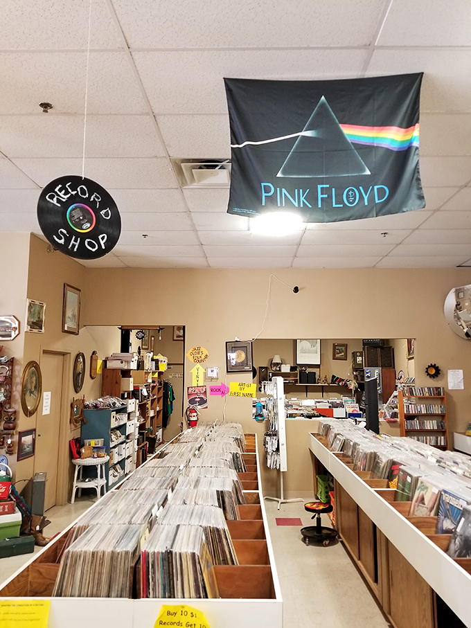 The "Record Shop" section is where music lovers lose track of time. That Pink Floyd flag has seen things, man.