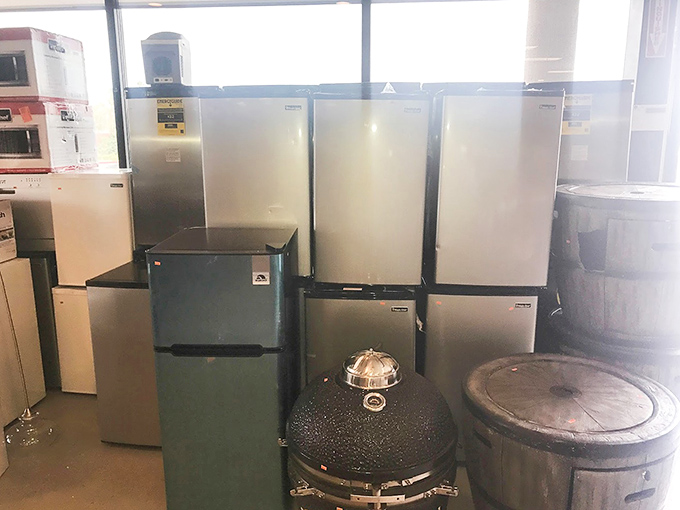 Refrigerators lined up like stainless steel soldiers, ready to keep your groceries cold and your budget even cooler.