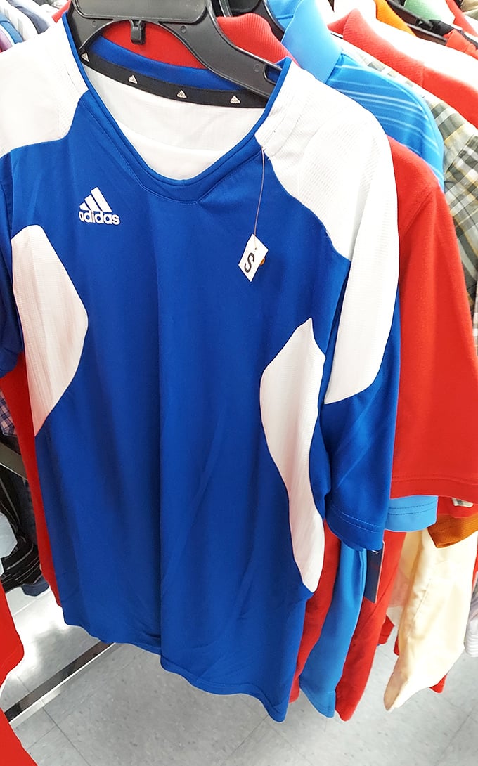 Athletic wear that's barely broken a sweat. That Adidas jersey might have been someone's impulse buy before becoming your new weekend favorite.