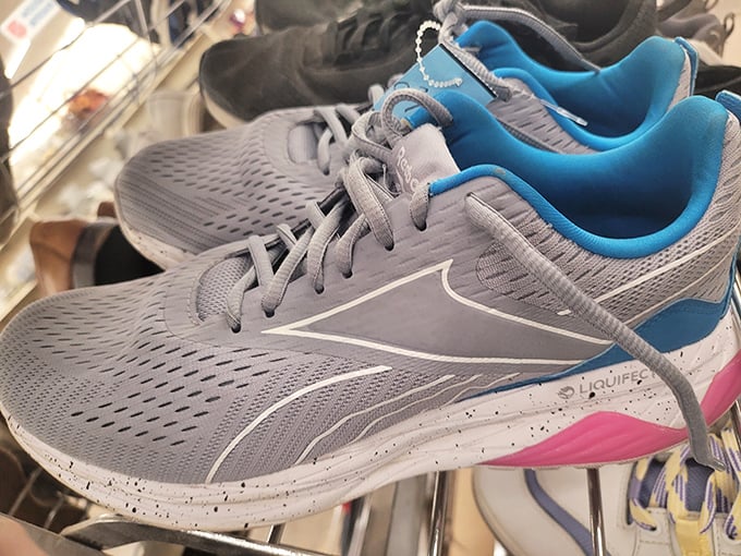 Nearly new athletic shoes that probably have more tread left than my retirement account. Someone's barely-used Reeboks become another's perfect fit.