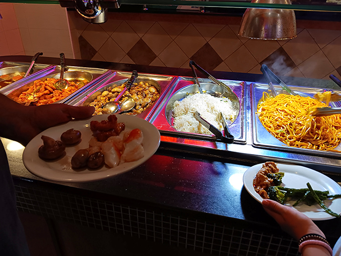 A plate in progress&mdash;the art of buffet navigation requires balance, strategy, and the willingness to make tough decisions about stomach real estate.