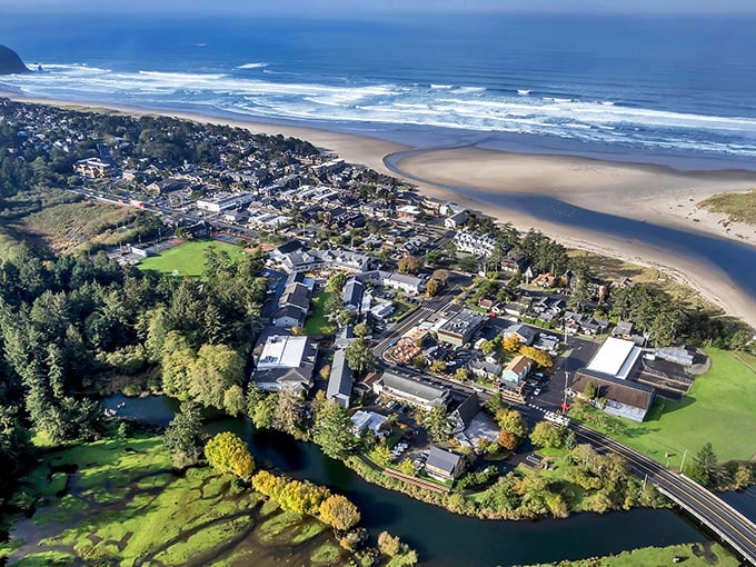 Cannon Beach stretches endlessly, making every other sandy shoreline look like it's not even trying hard enough.