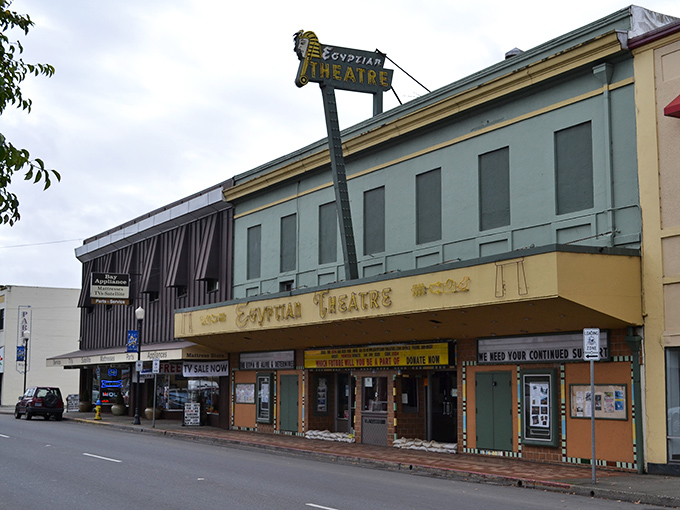 Coos Bay's classic theater marquee brings back memories of when going to the movies was a real event.