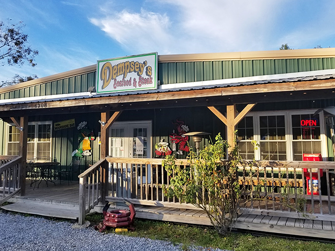 Dempsey's weathered sign and wooden porch say "welcome home" even before the seafood arrives at your table.