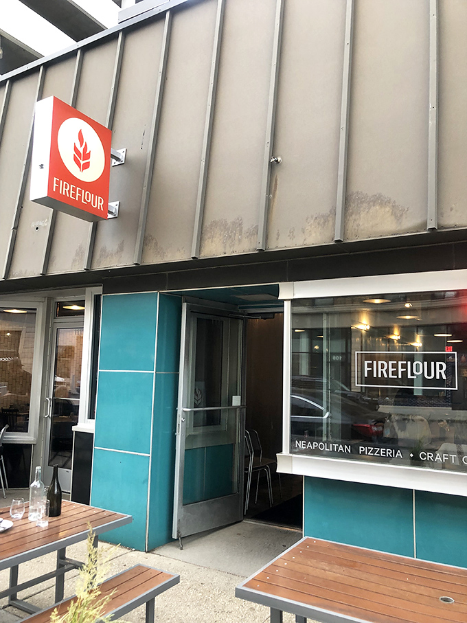 Fireflour's minimalist exterior and turquoise accents hide Bismarck's secret weapon in the pizza wars.