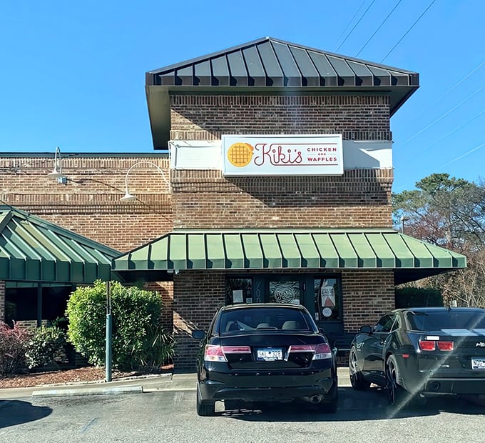 Kiki's brick exterior hides the sweet-and-savory magic of chicken meeting waffles in perfect Columbia harmony.