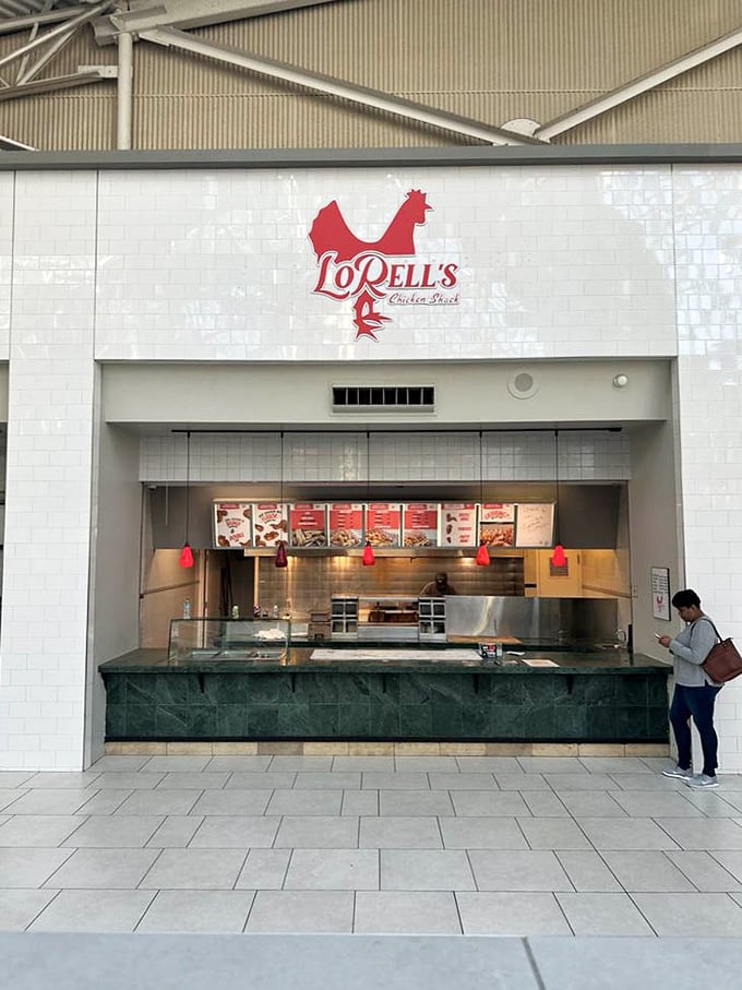LoRell's clean lines and minimalist counter let the chicken do the talking. Mall food that breaks all the rules.