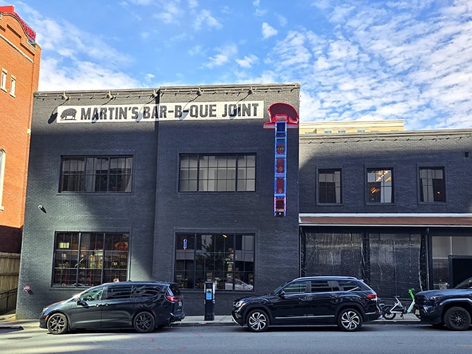 Martin's sleek blue exterior hides old-school smoking techniques. Like finding vinyl records in an iPhone store.
